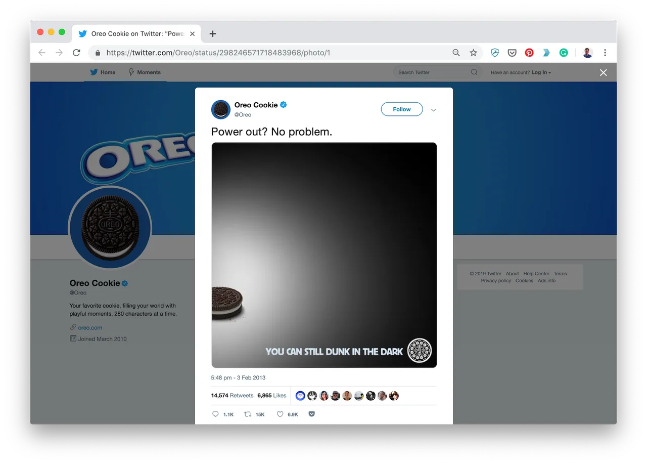 Brandkit HQ - The famous Oreo Tweet