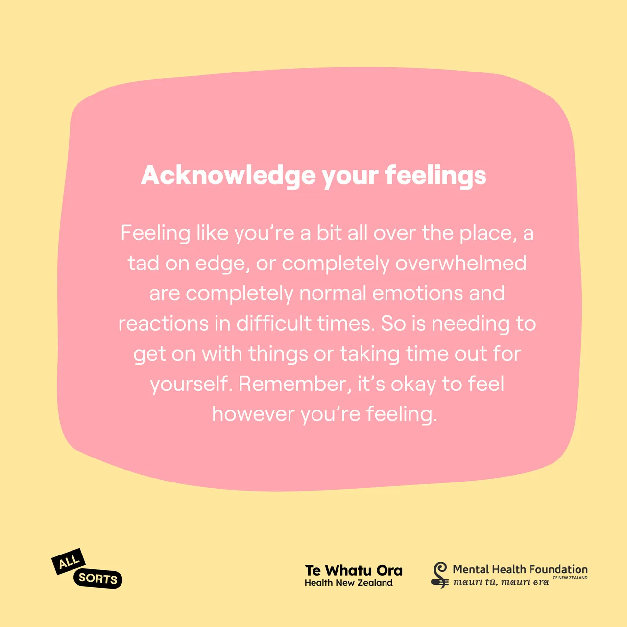 COVID-19 Resource Toolkit - All Sorts social tile - Acknowledge your ...