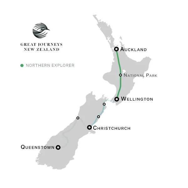 KiwiRail brand toolkit - Map of Northern Explorer train journey