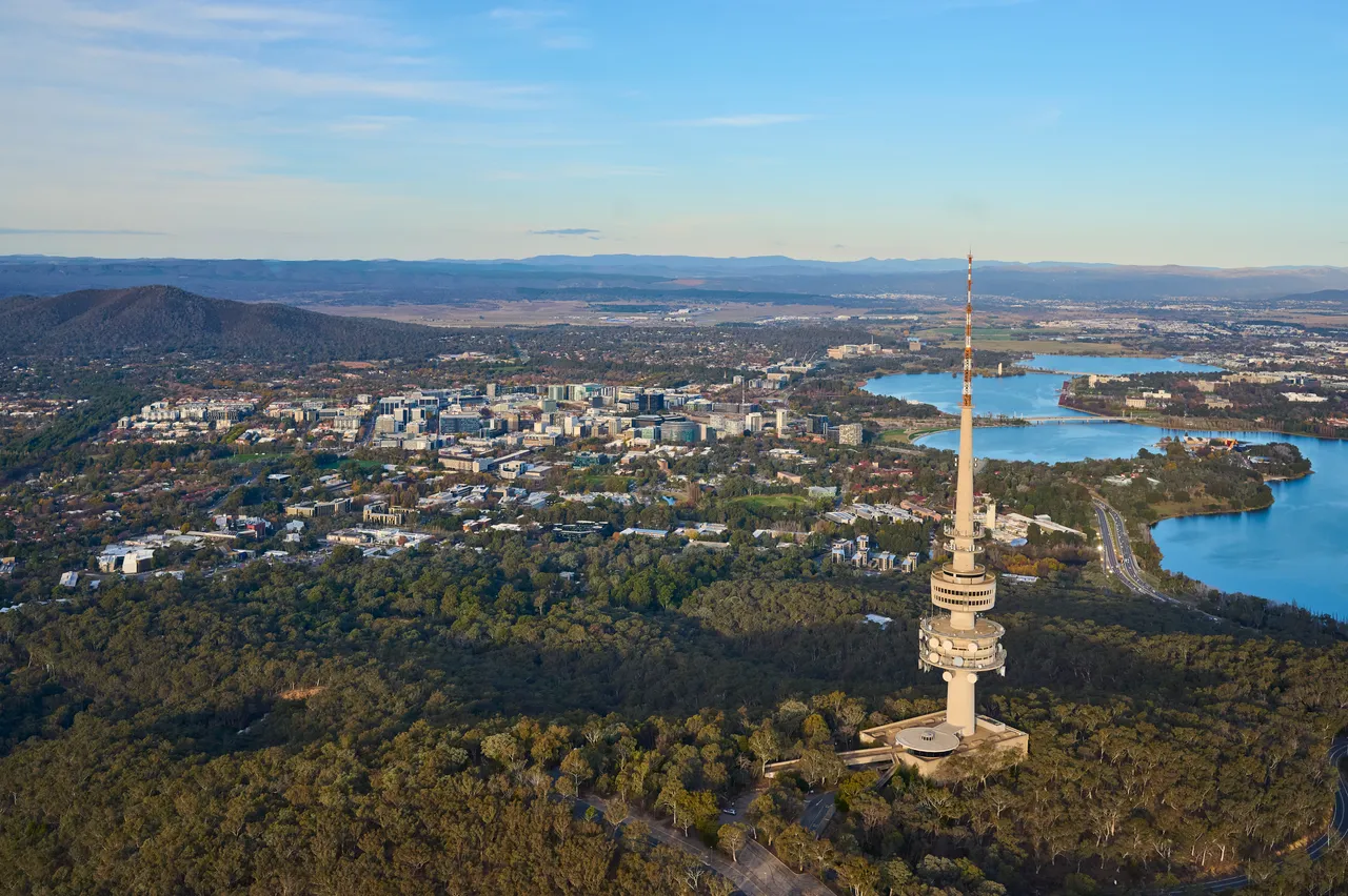 Toolkit | Canberra - An aerial view over Canberra facing east with ...